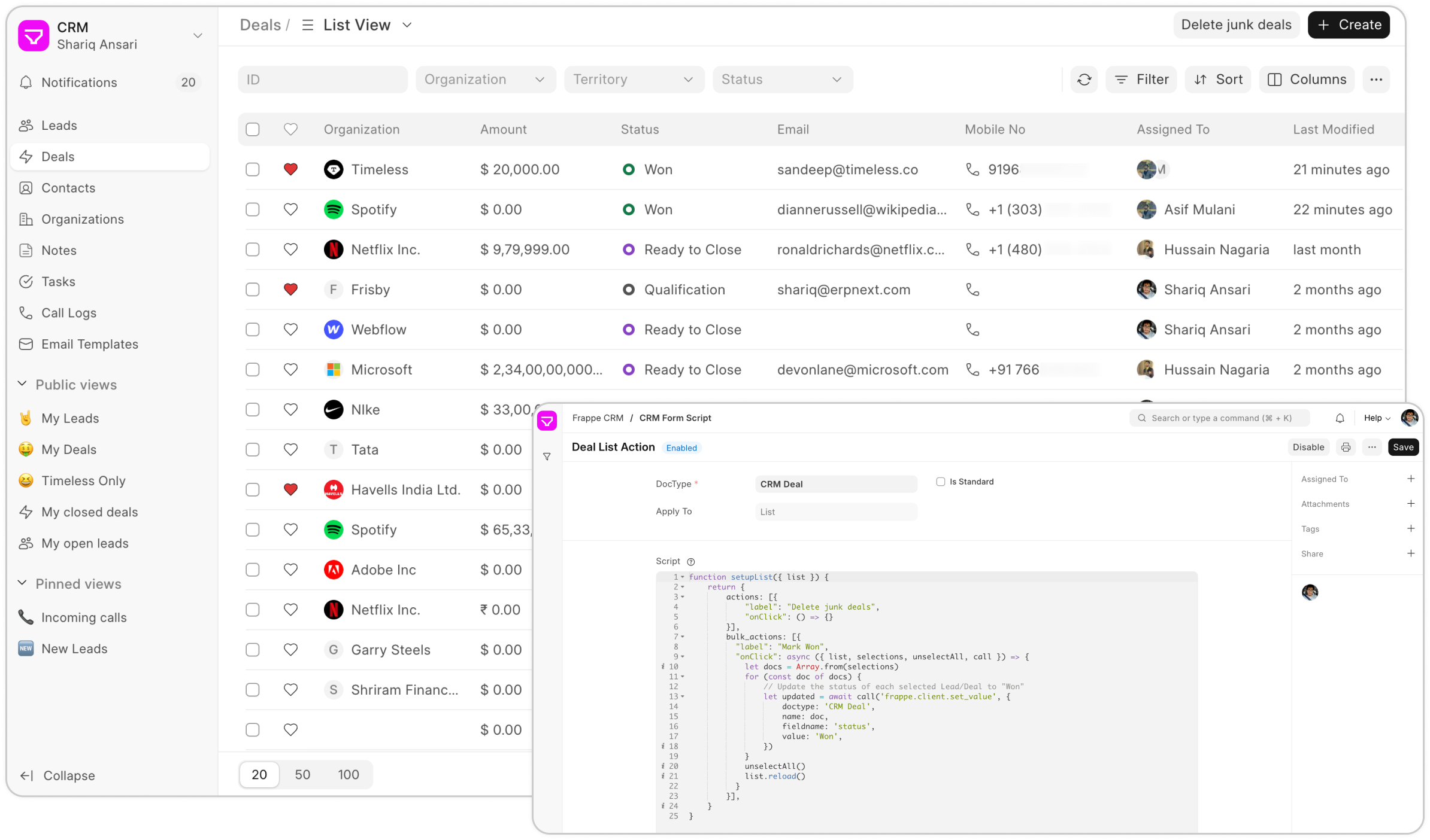 Customization & Controls - Frappe CRM