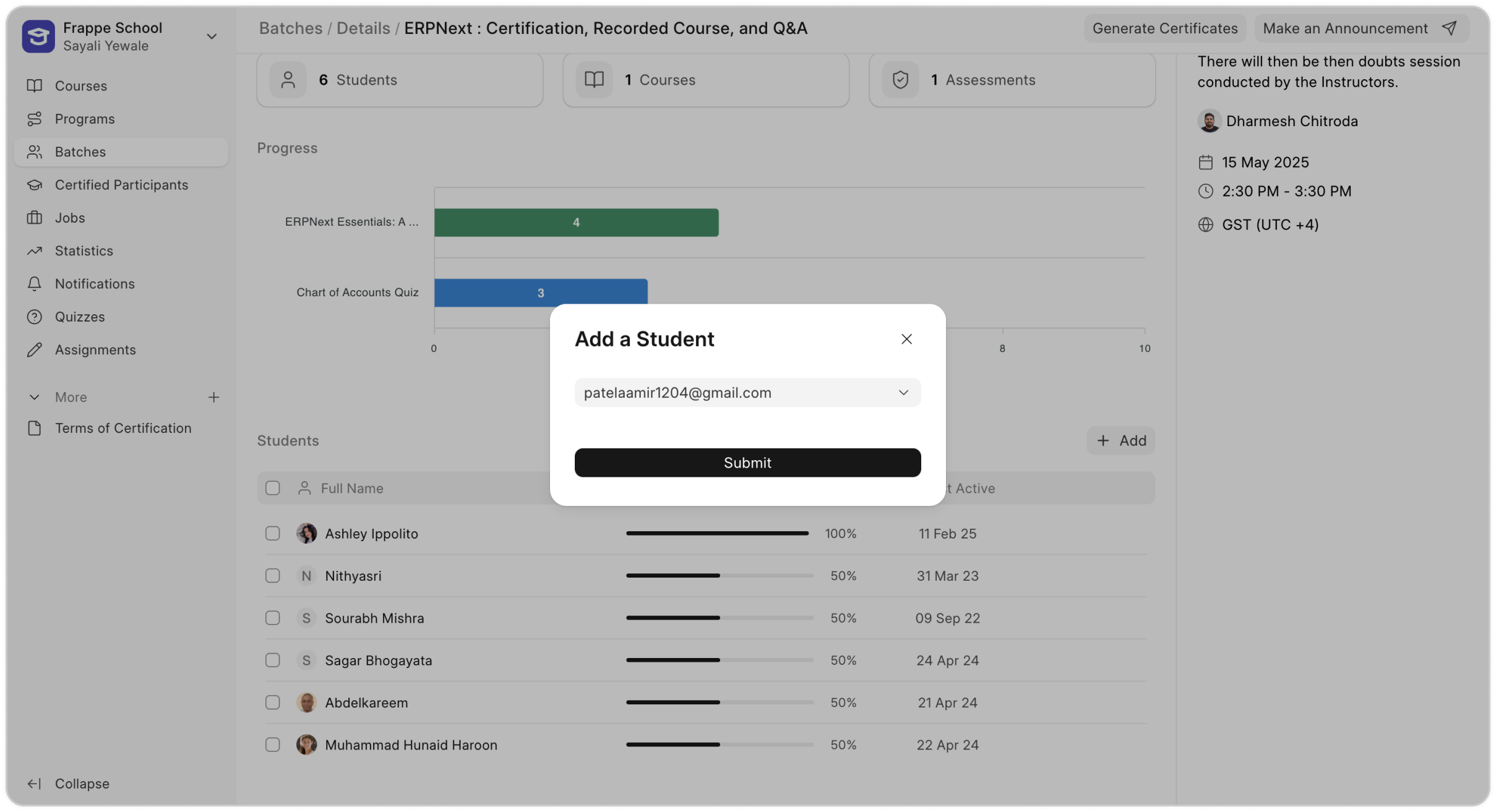 Batches - Frappe Learning