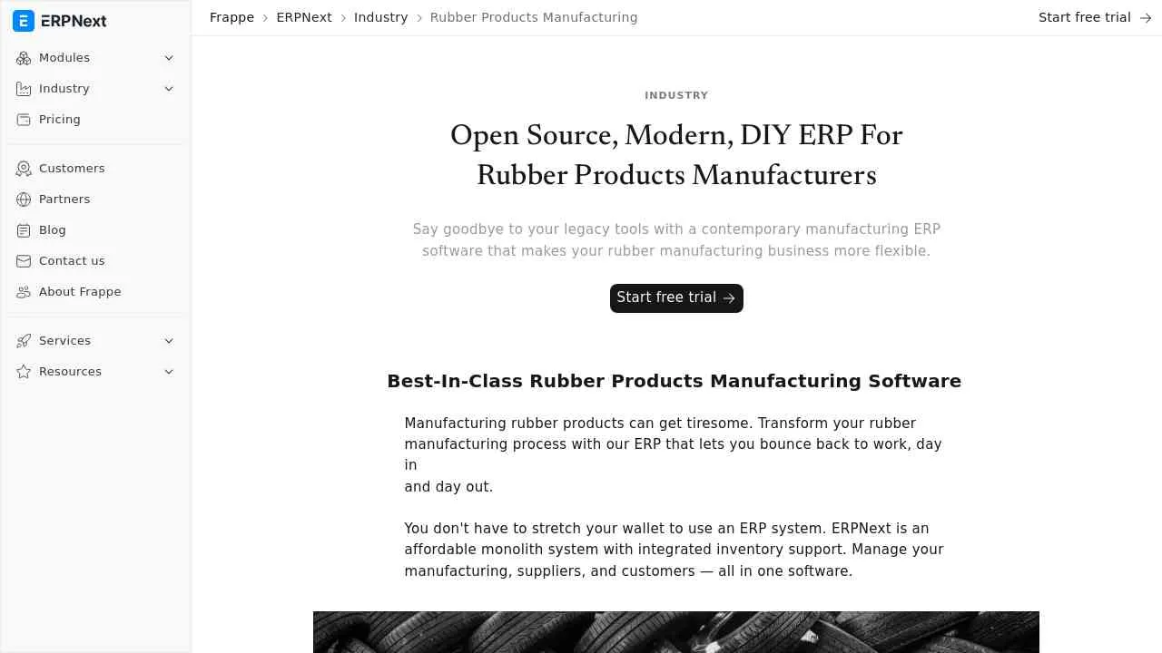 Open Source ERP Software for Rubber Products Manufacturing