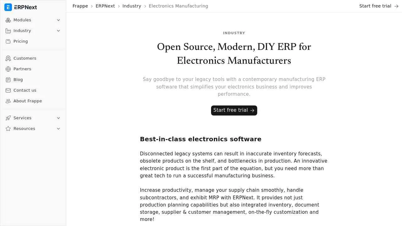 Open Source ERP Software for Electronics Manufacturing