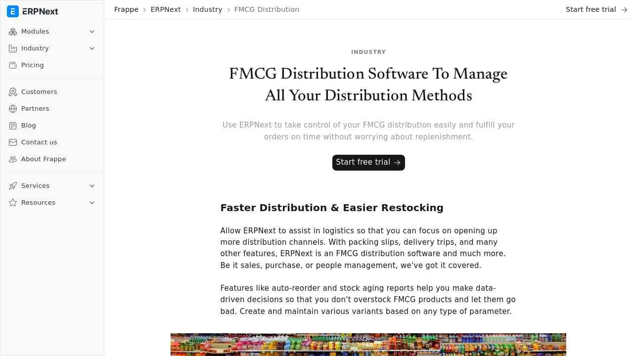 Open Source ERP Software for FMCG Distribution | ERPNext