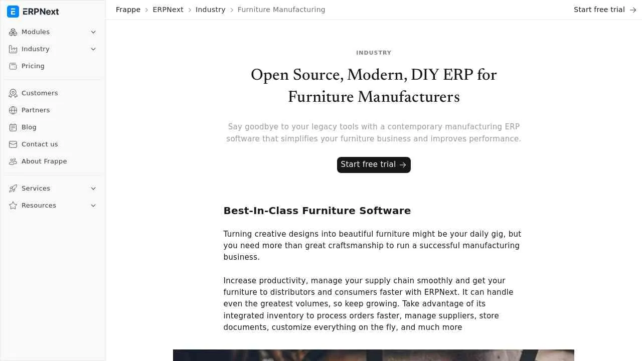 Open Source ERP Software for Furniture Manufacturing | ERPNext