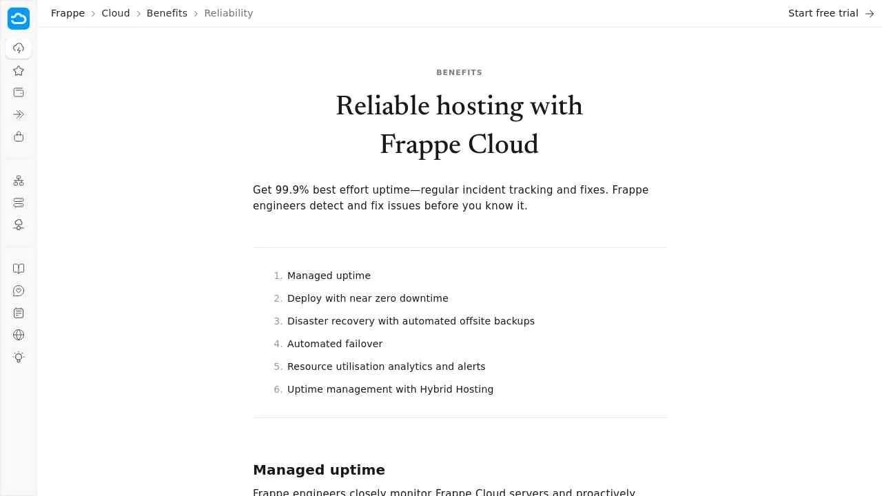 Reliable hosting with Frappe Cloud