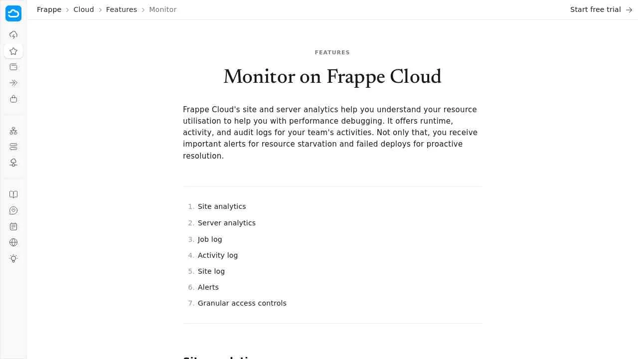 Monitor on Frappe Cloud