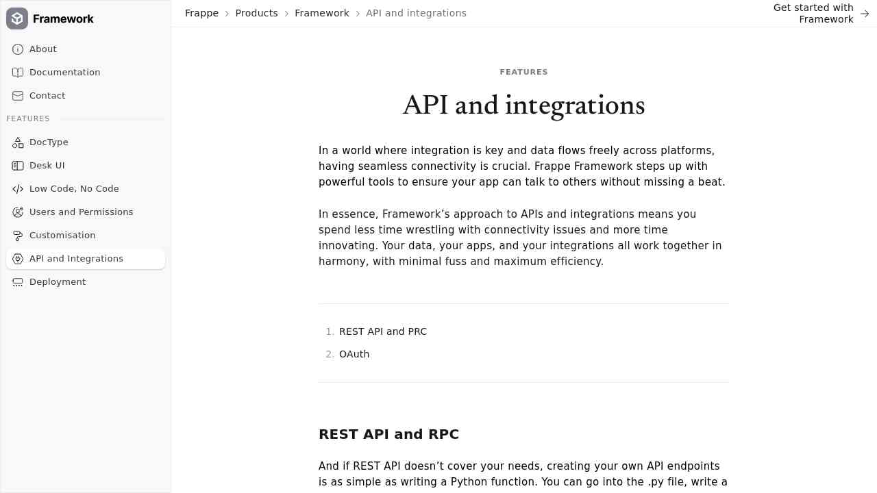 API and integrations - Frappe Framework