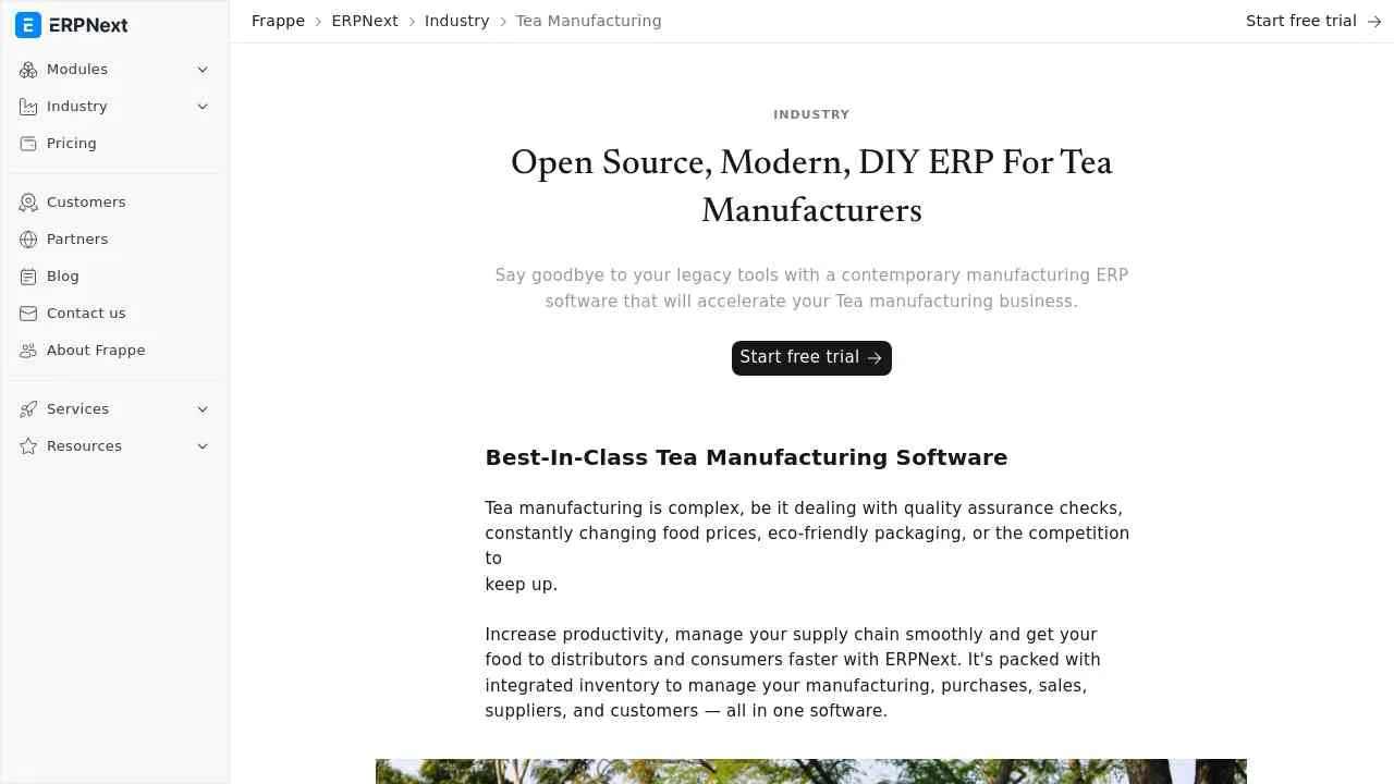 Open Source ERP Software for Tea Manufacturing