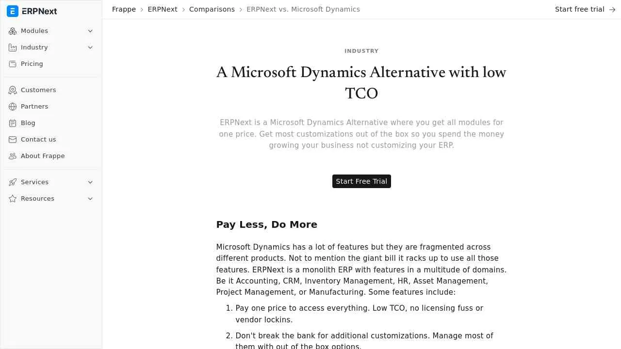 A Microsoft Dynamics Alternative with low TCO
