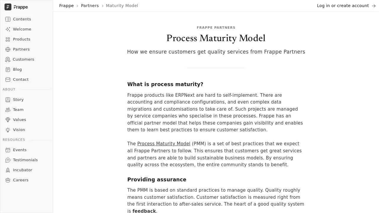 Process Maturity Model for Frappe Partners