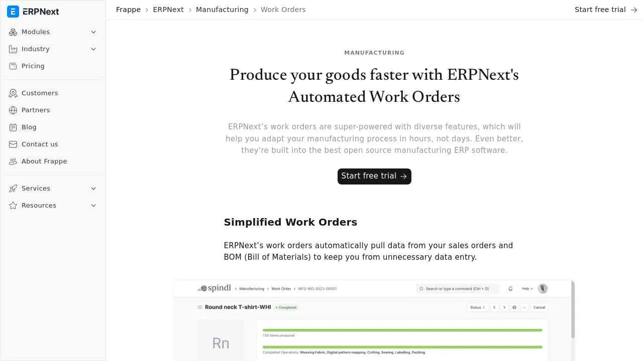 Open Source ERP Software for Work Orders