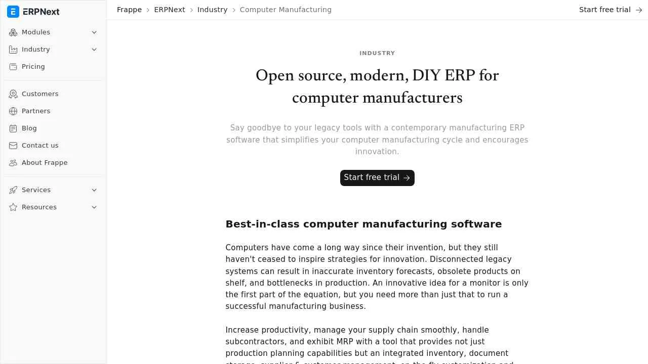 Open Source ERP Software for Computer Manufacturing