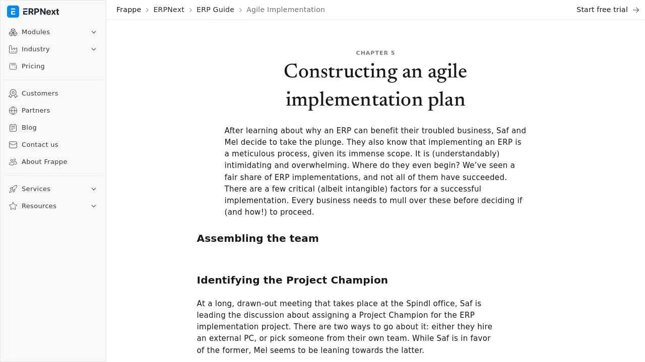 ERP Guide | Constructing Agile Implementation Plan | ERPNext
