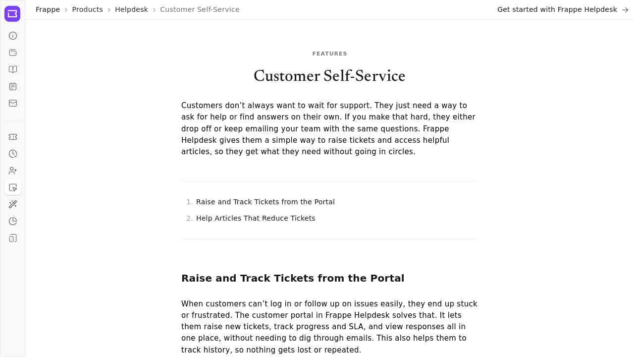 Customer Self-Service- Frappe Helpdesk