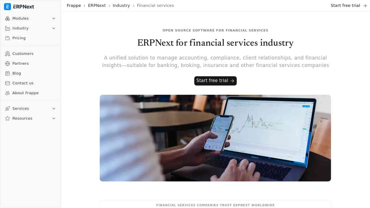 Open Source ERP Software for Financial Services | ERPNext