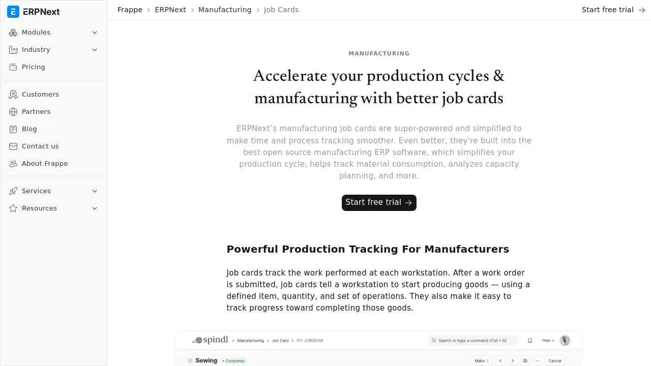 Open Source ERP Software for Job Cards
