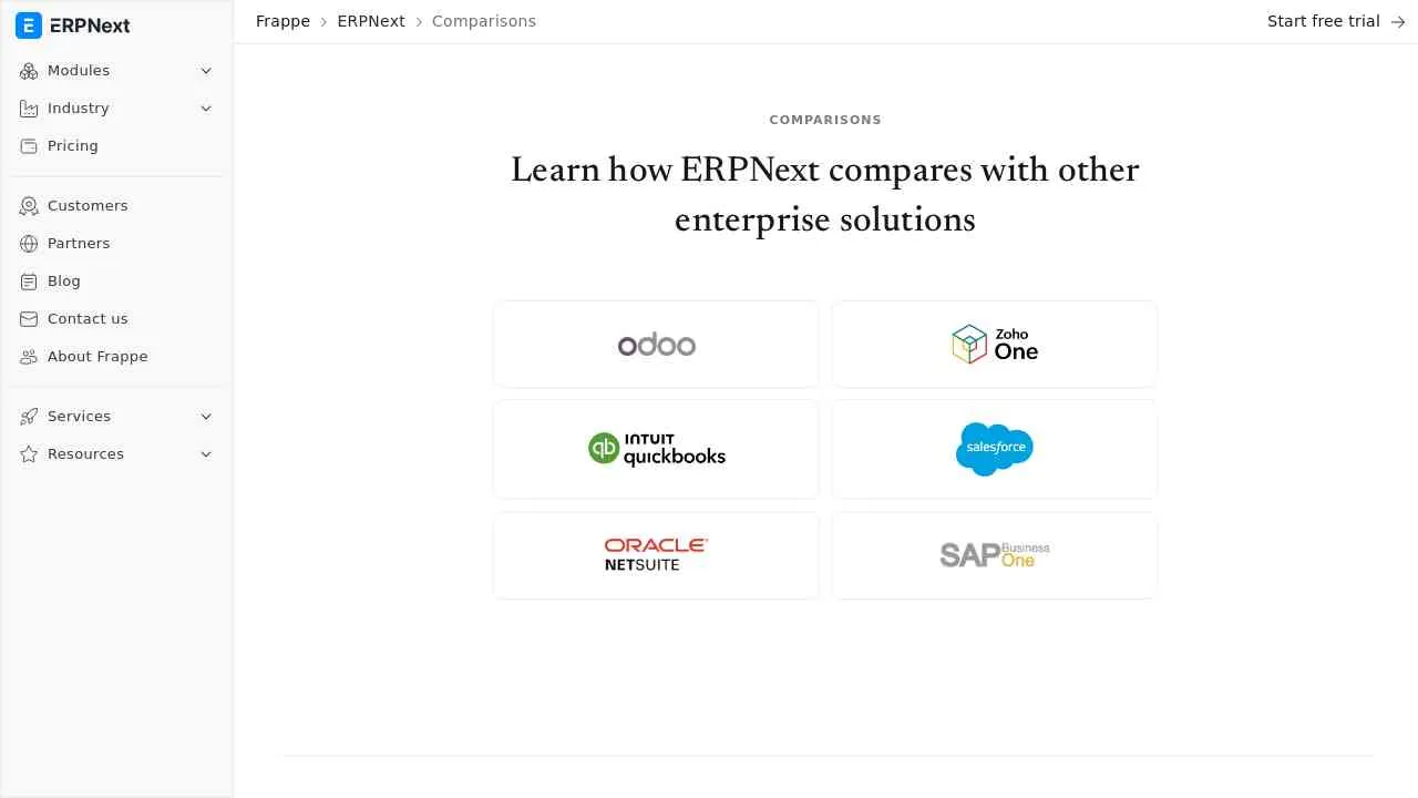 Comparisons | ERPNext