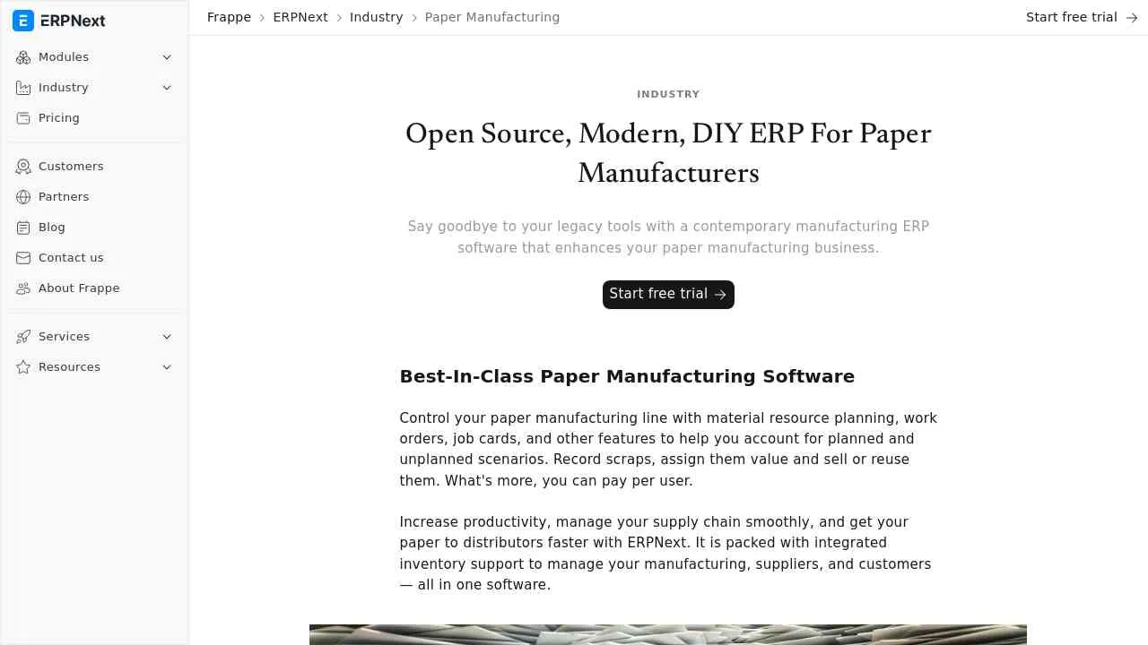 Open Source ERP Software for Paper Manufacturing
