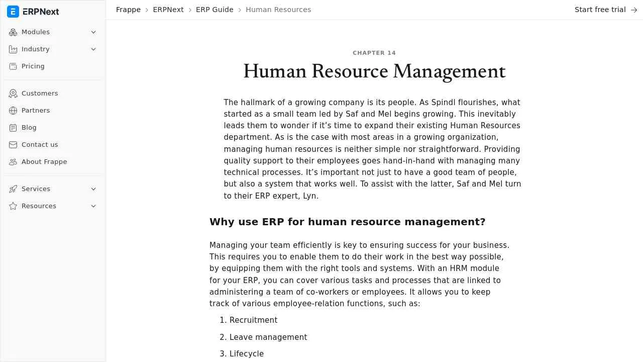 ERP Guide | Human Resource Management | ERPNext