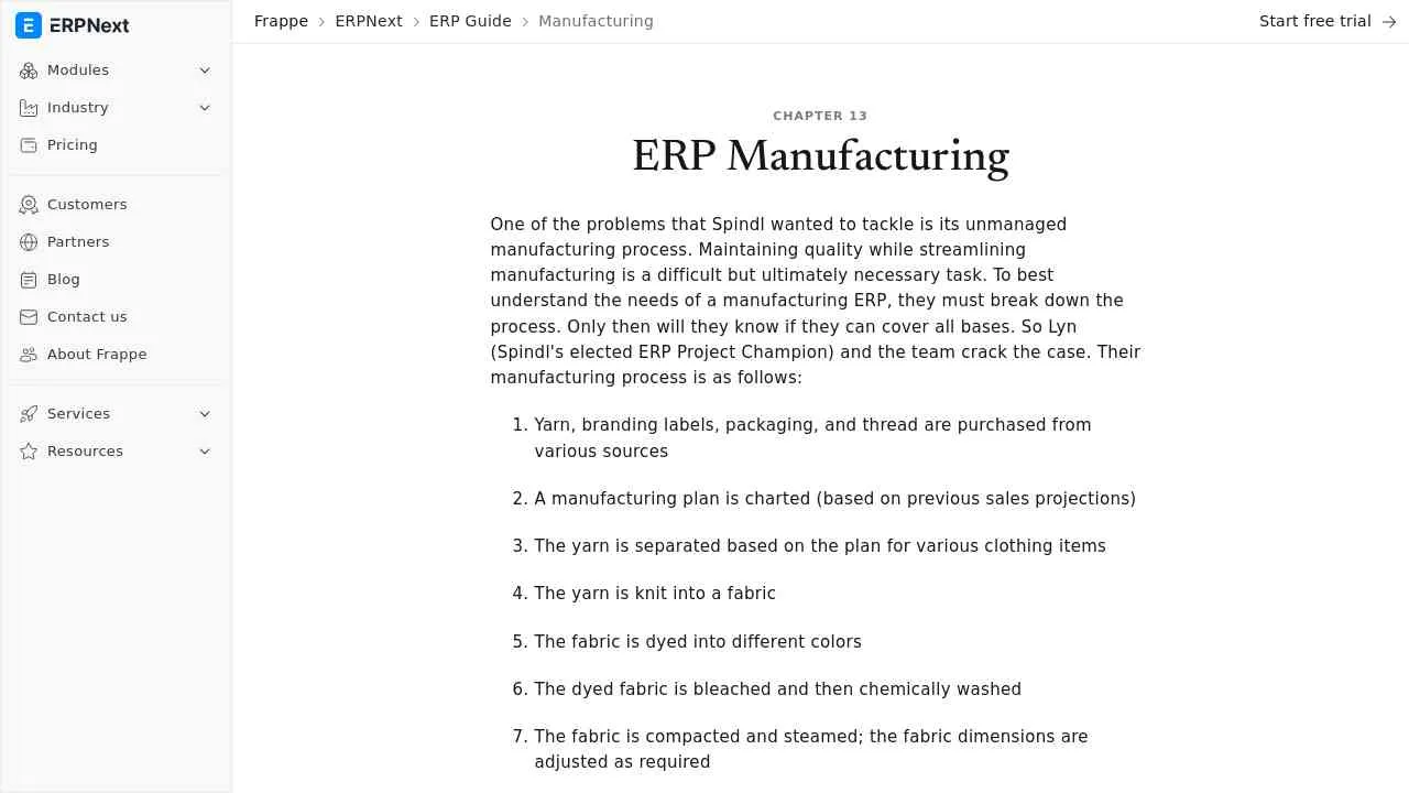 ERP Guide | Manufacturing | ERPNext