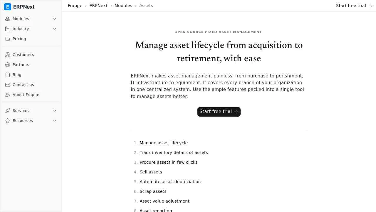 Open Source ERP Software for Asset Management | ERPNext