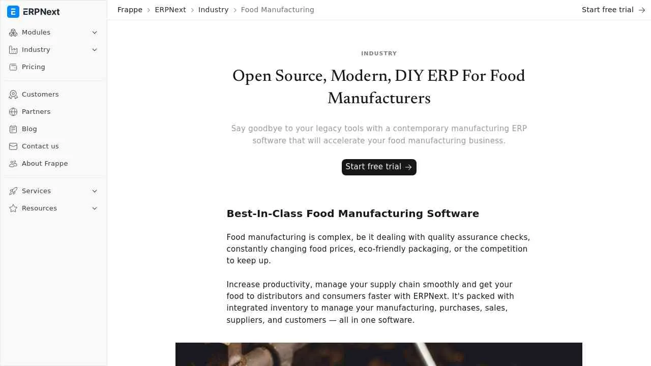 Open Source ERP Software for Food Manufacturing | ERPNext