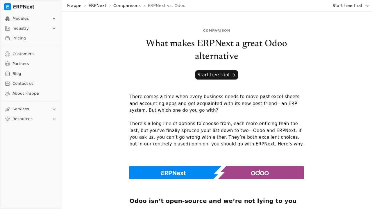 Here's why Open Source ERPNext is better than Odoo
